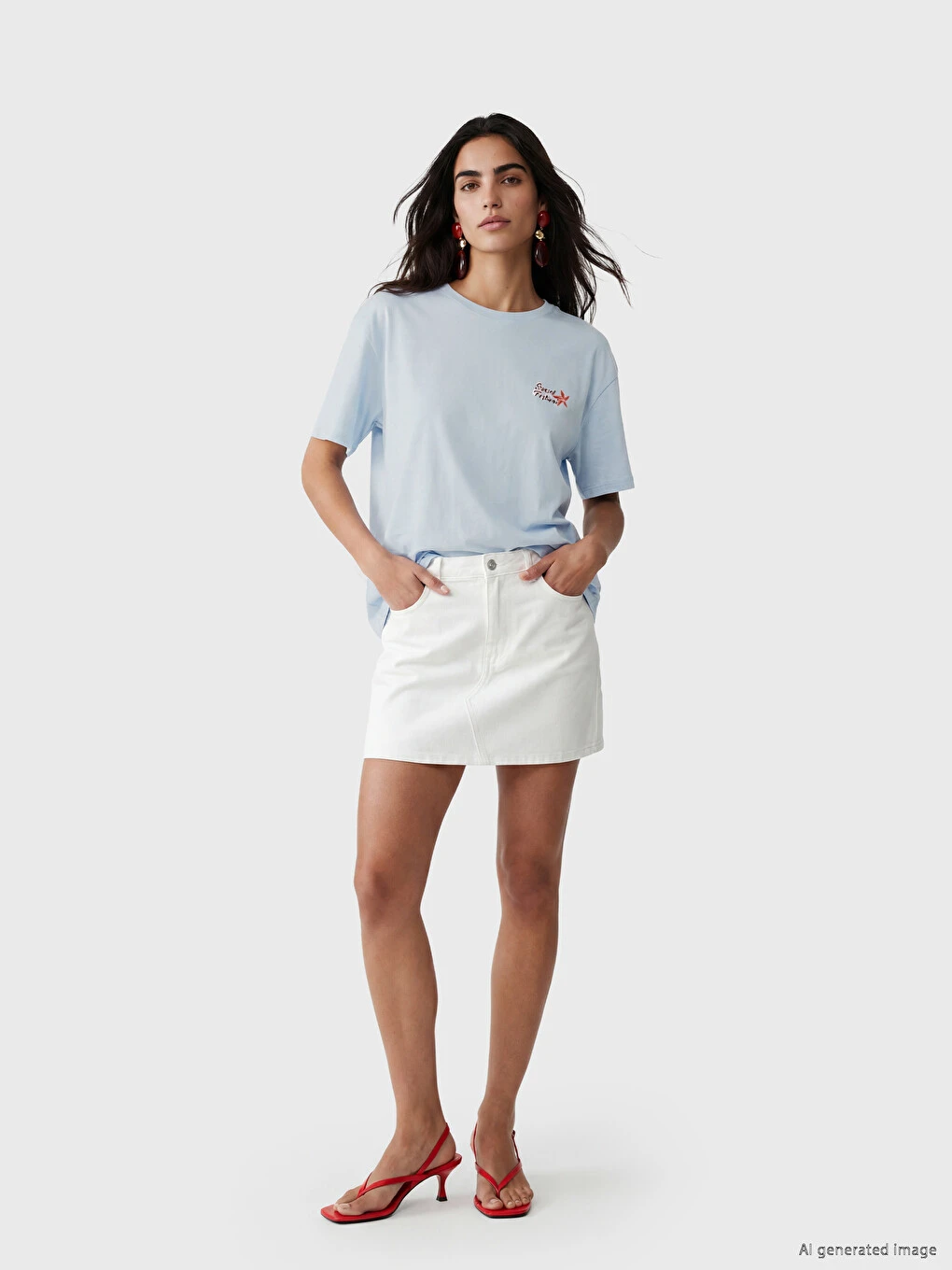 LCW Vision Štampana Oversize 100% Pamučna Ženska Majica