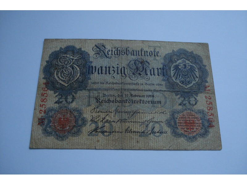NEMAČKA - 20 MARAKA - 1914 - RATNA