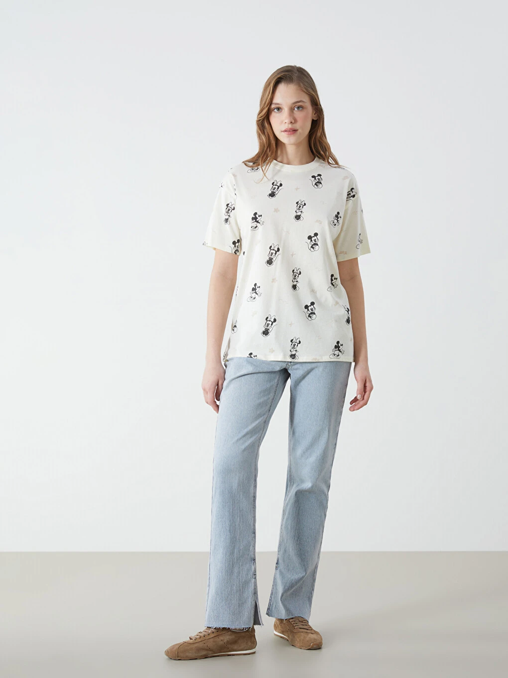LCW Modest Štampana Ženska Majica Mickey & Minnie Mouse