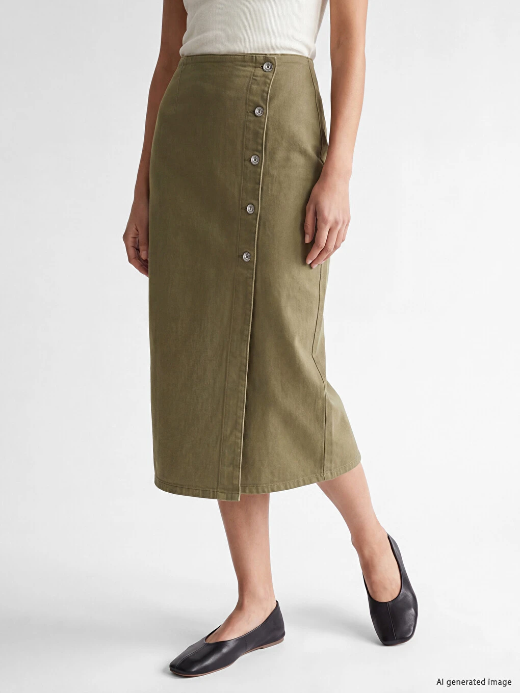 LCW EVERYDAY Slim Fit Teksas Suknja Sa Dugmadima