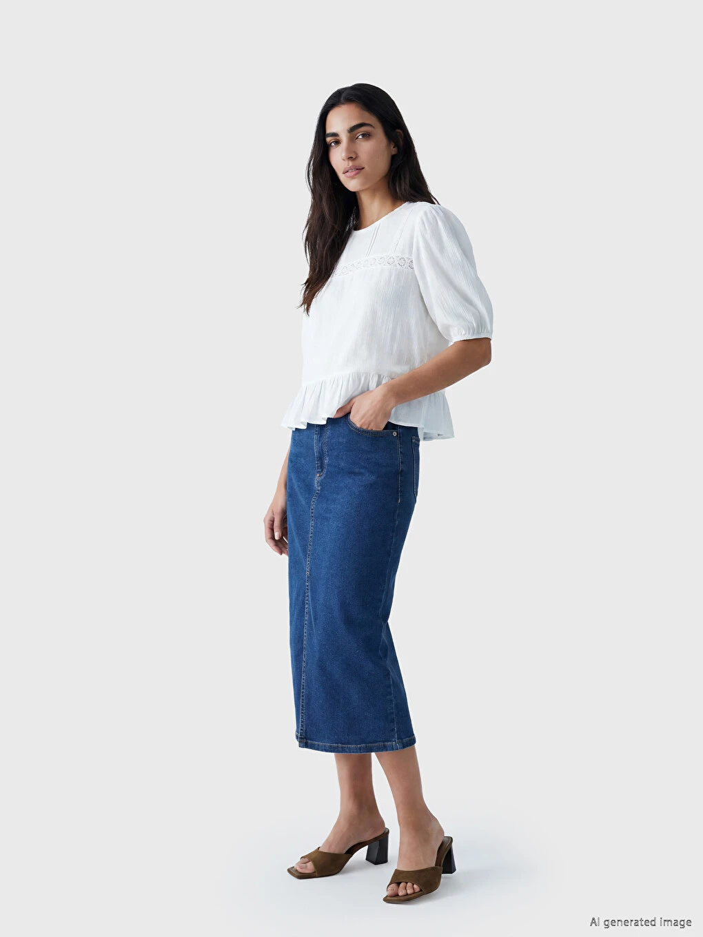 LCW Vision Bluza Sa Okruglim Izrezom, Vezom I Volanima