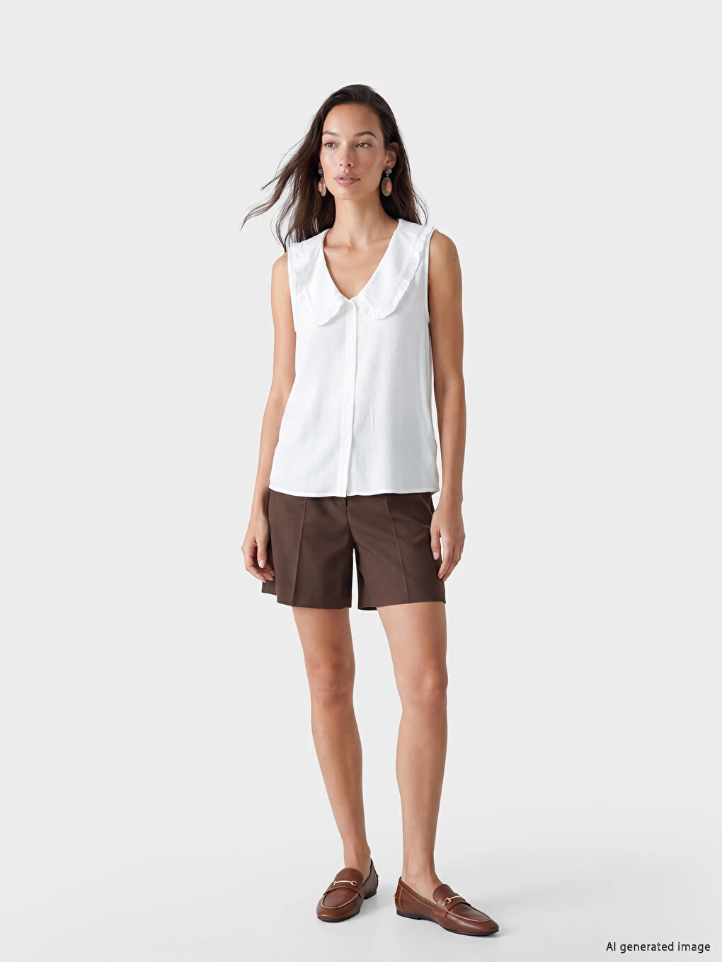LCW EVERYDAY Naborana I Teksturirana Bluza Sa Peter Pan Kragnom
