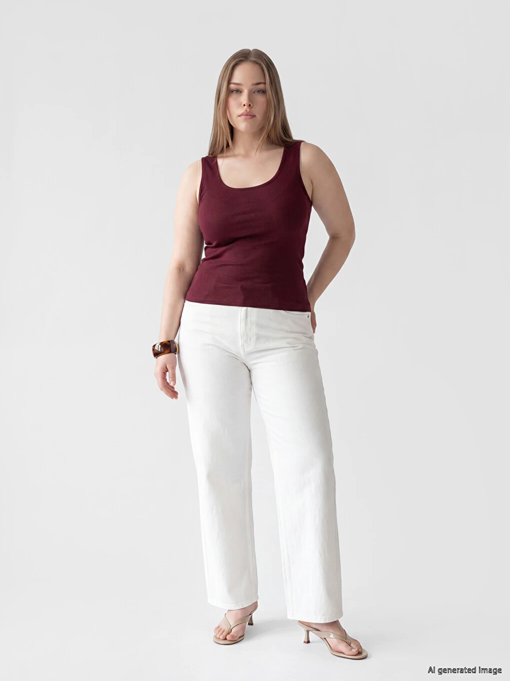 LCWAIKIKI Curve Plus Size U Izrez Ženska Top Majica