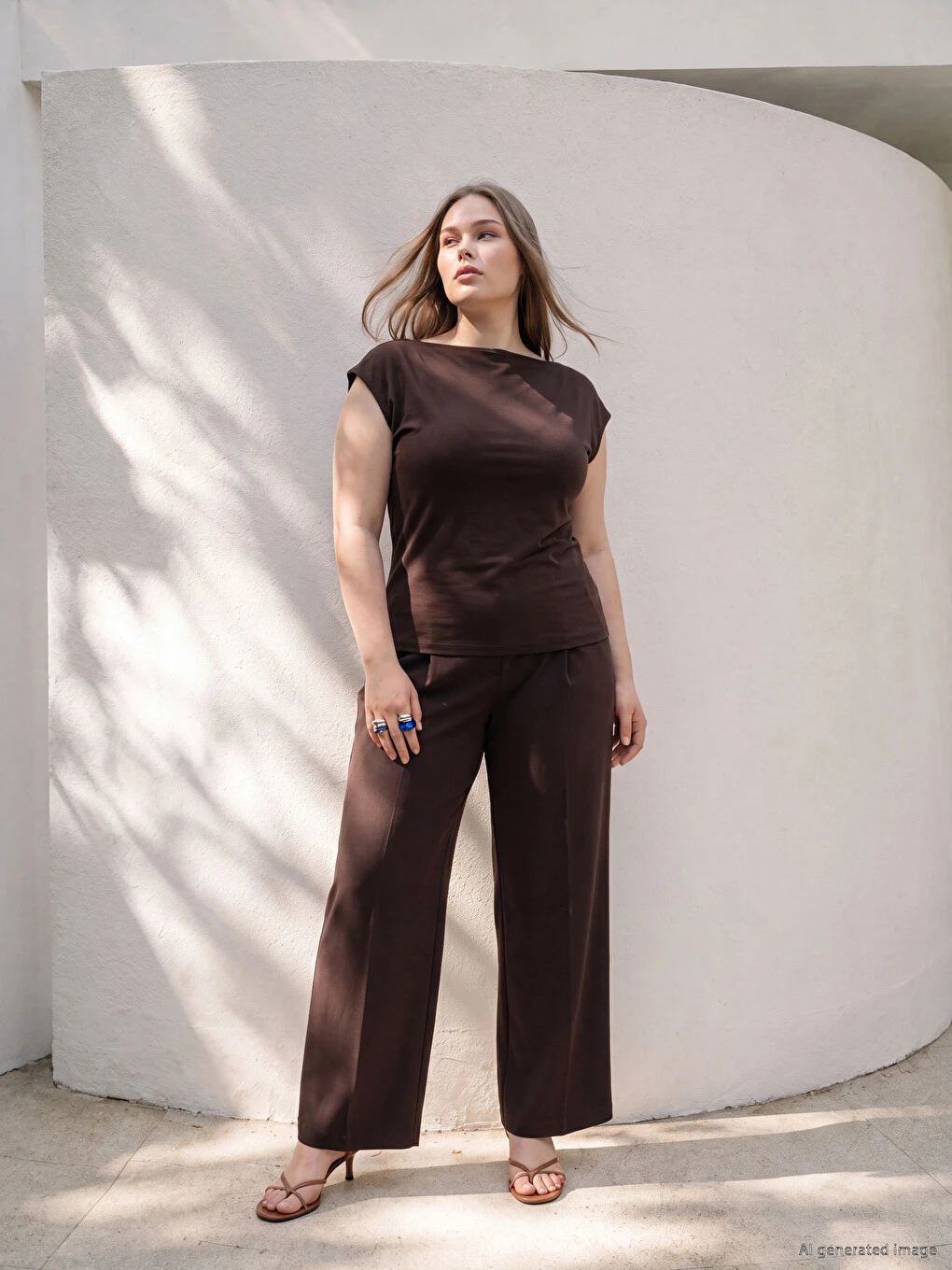 LCWAIKIKI Curve Plus Size Široki Izrez Mekani Dodir Majica
