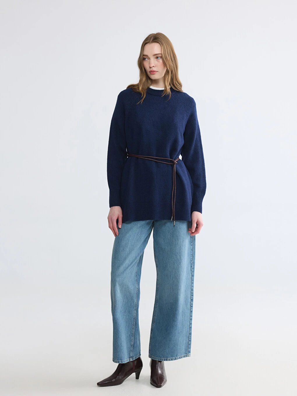 LCW Modest Ženska Pletena Tunika Sa Okruglim Izrezom, Oversize Kroja