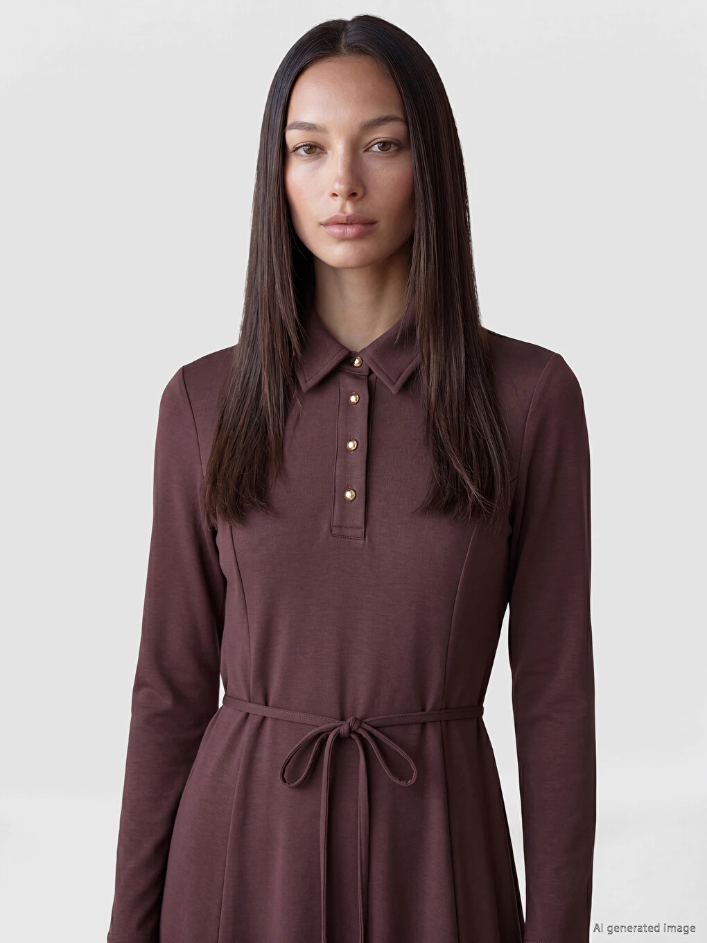 LCW EVERYDAY Polo Kragna Strukiran Struk Haljina