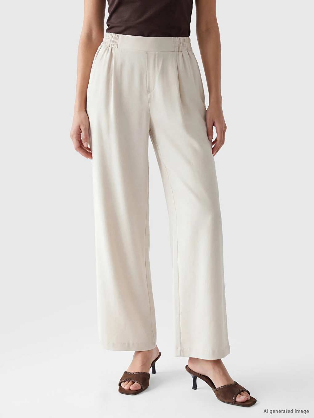 LCWAIKIKI Classic Ženske Pantalone Sa Elastičnim Strukom I Širokim Nogavicama