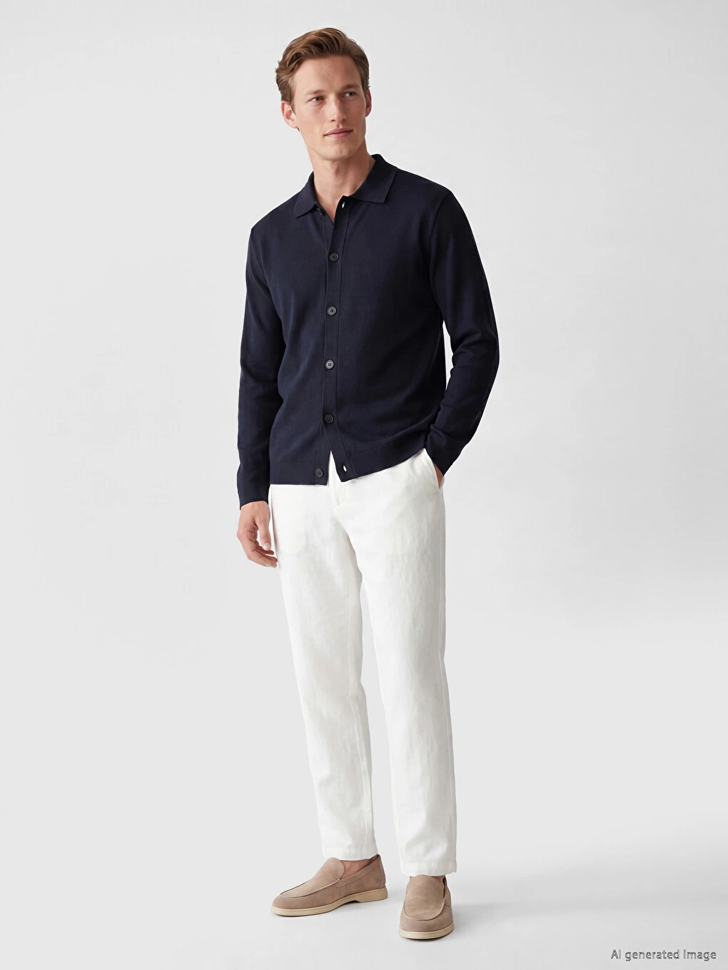 SOUTHBLUE Regular Fit Muški Trikotažni Kardigan Sa Polo Kragnom