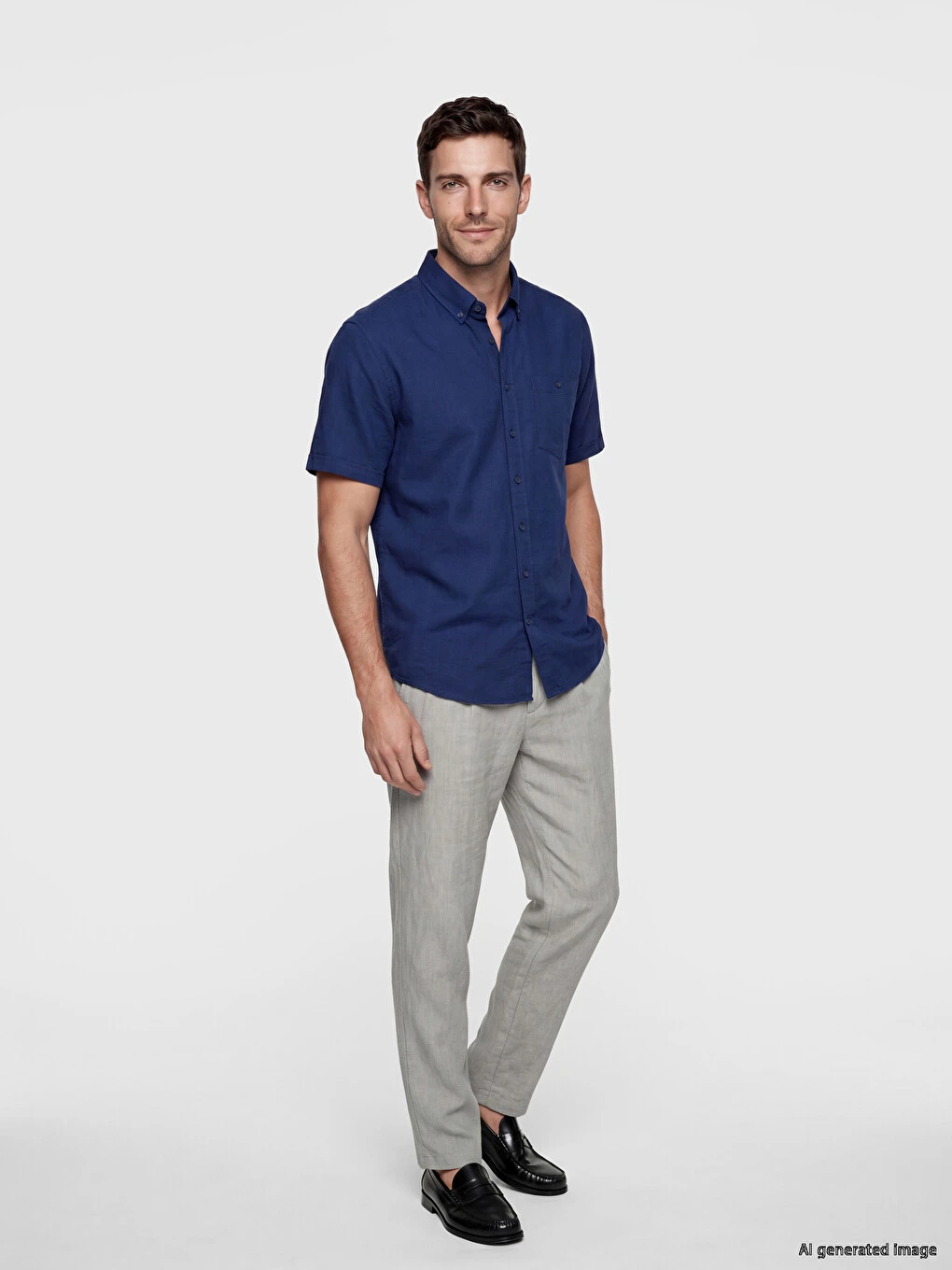 LCWAIKIKI Classic Regular Fit Muška Košulja Od Mešavine Lana