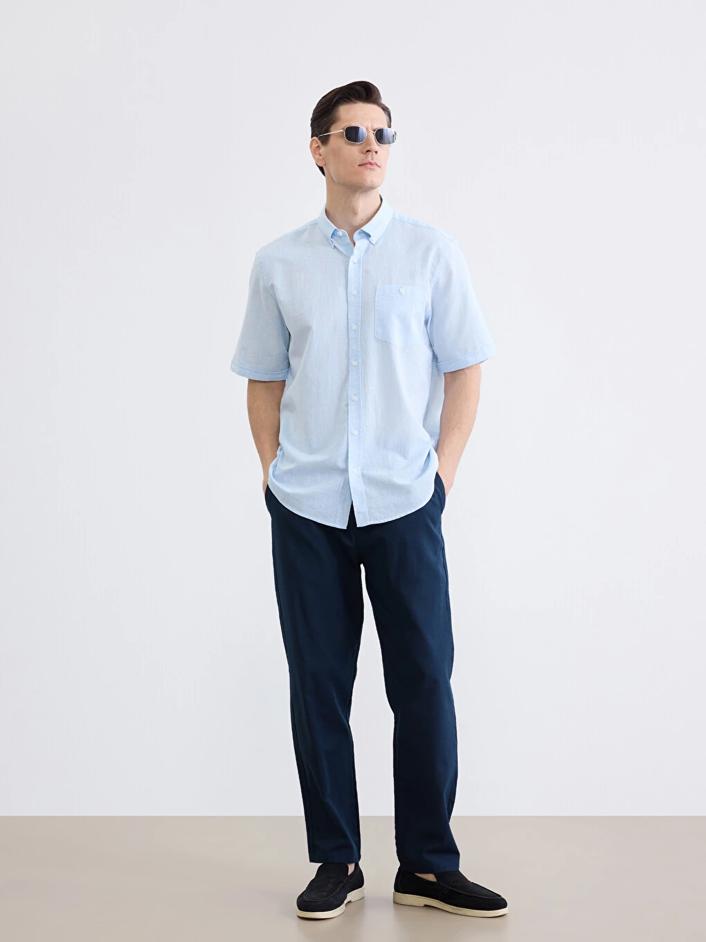 LCWAIKIKI Classic Regular Fit Muška Košulja Od Mešavine Lana