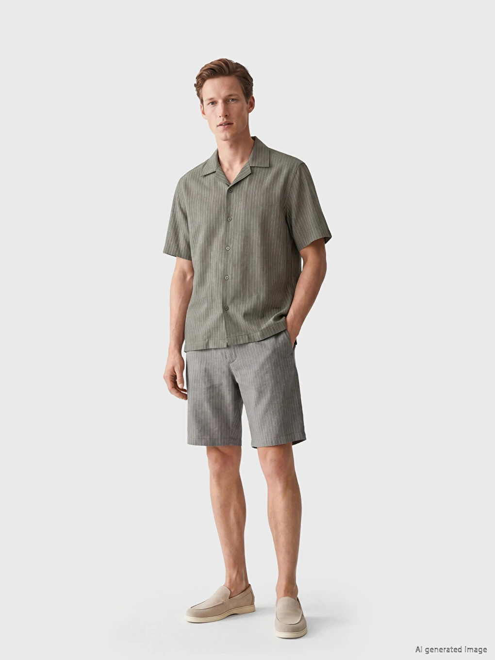 SOUTHBLUE Loose Fit Prugasta Košulja Od Mešavine Lana Za Muškarce