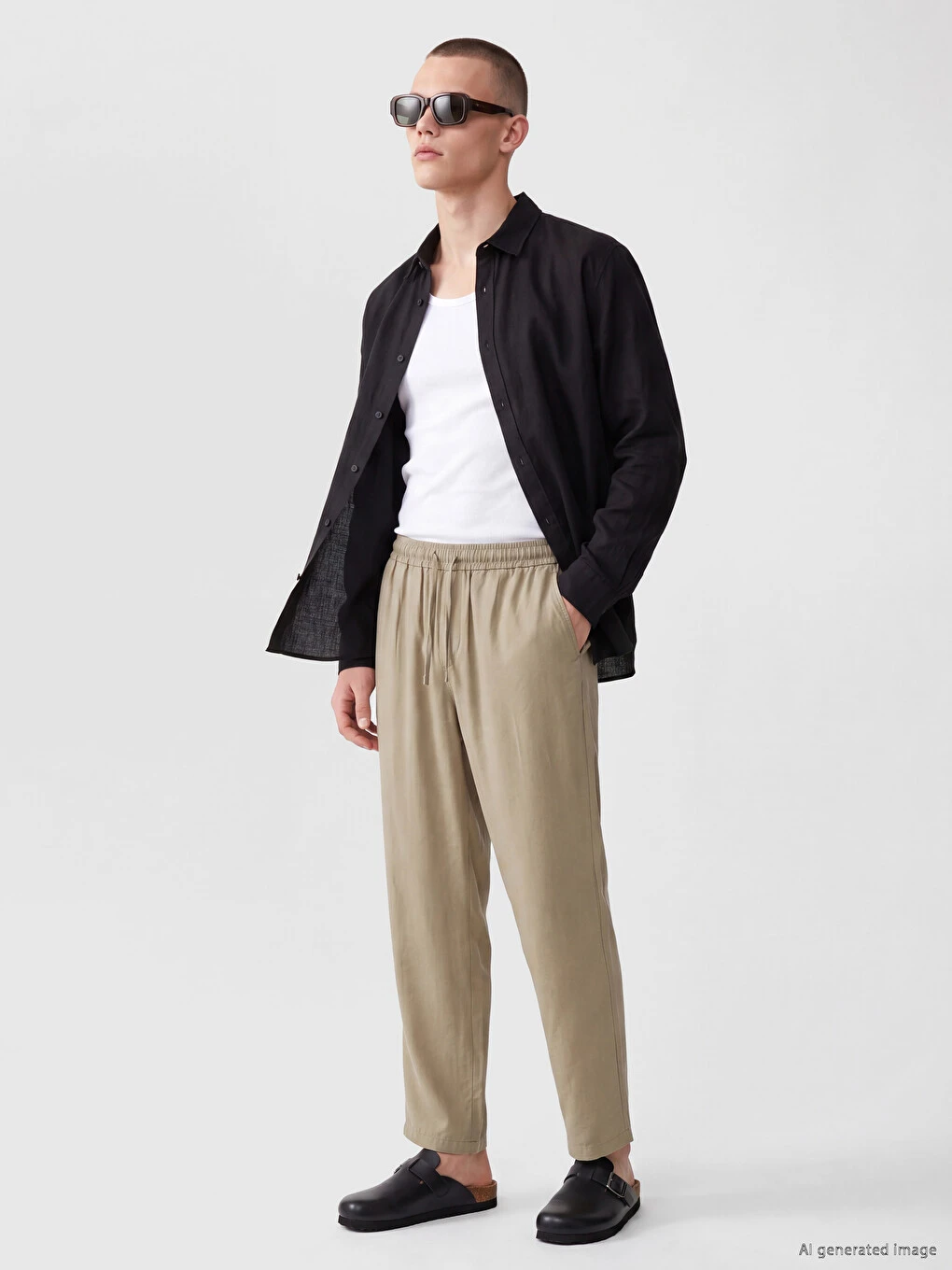 XSIDE Relax Fit Muške Pantalone Od Materijala Sa Izgledom Lana