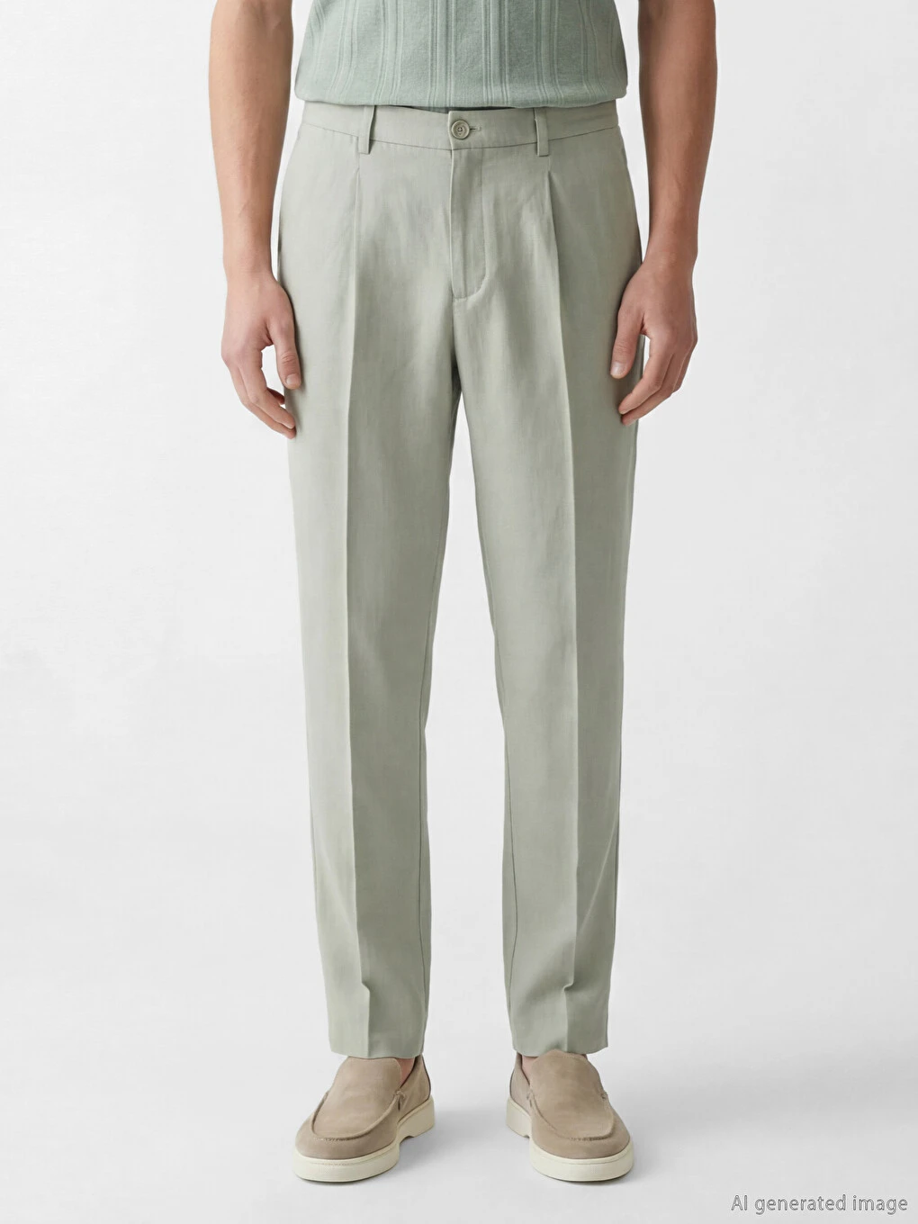 SOUTHBLUE Regular Fit Muške Plisirane Pantalone Od Materijala Sa Izgledom Lana