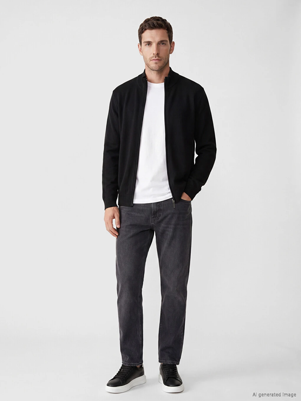 LCWAIKIKI Classic Regular Fit Muški Pleteni Kardigan Sa Polu-rol Kragnom
