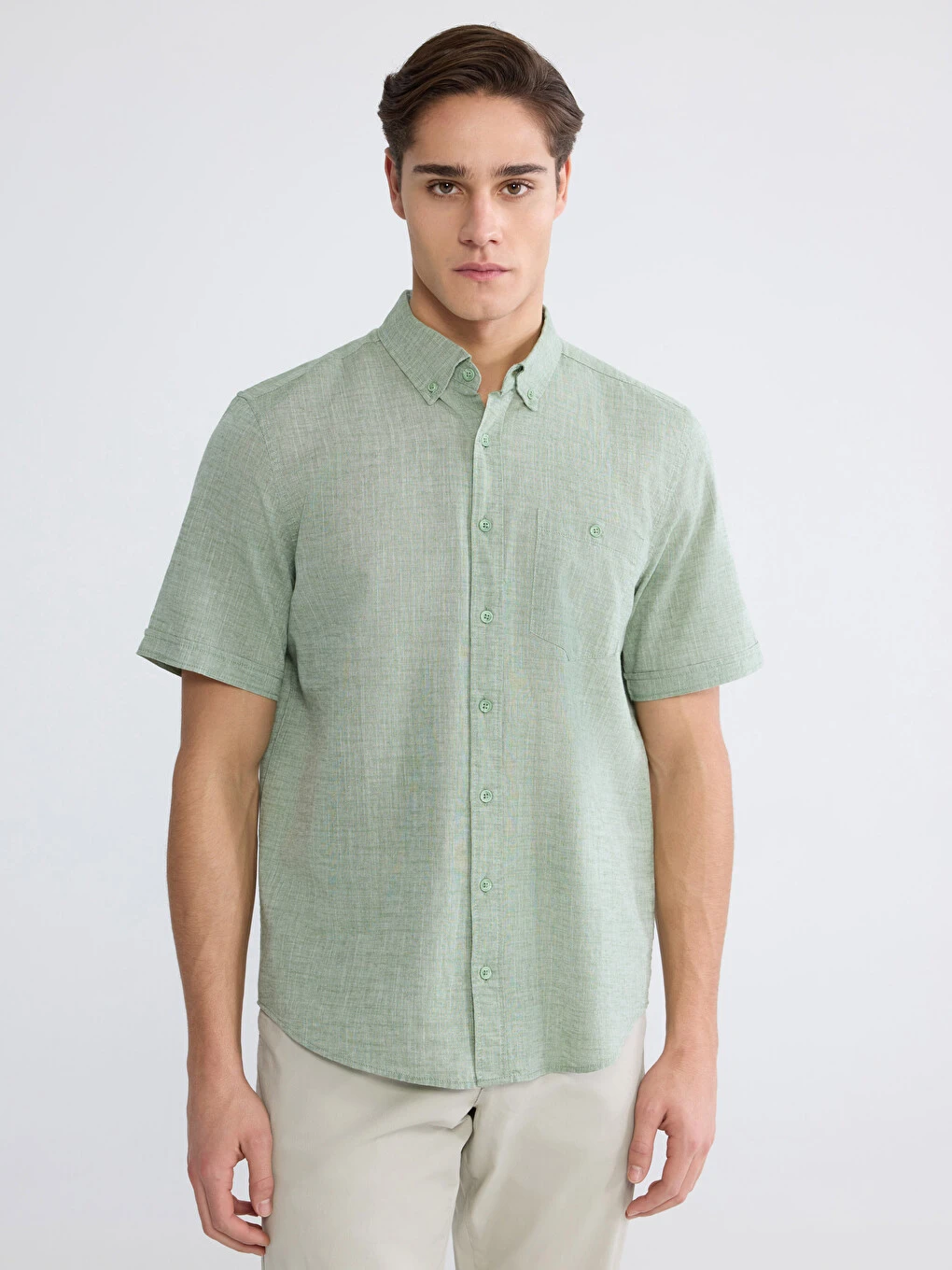 LCWAIKIKI Classic Regular Fit Muška Košulja Od Mešavine Lana