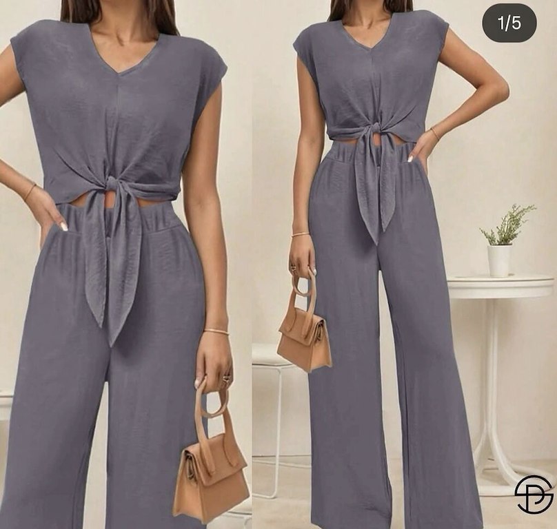 Komplet kosuljacrop top i pantalone širokih nogavica - Dvodijelni set