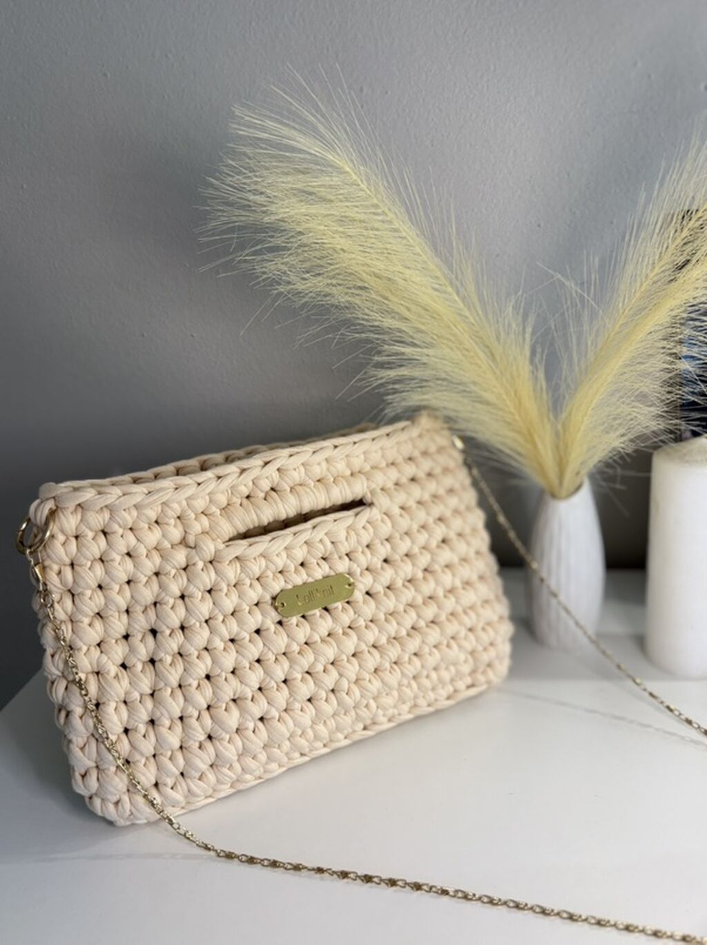 Ručno pletena torbica – Lollknit - Model: elegantna pletena