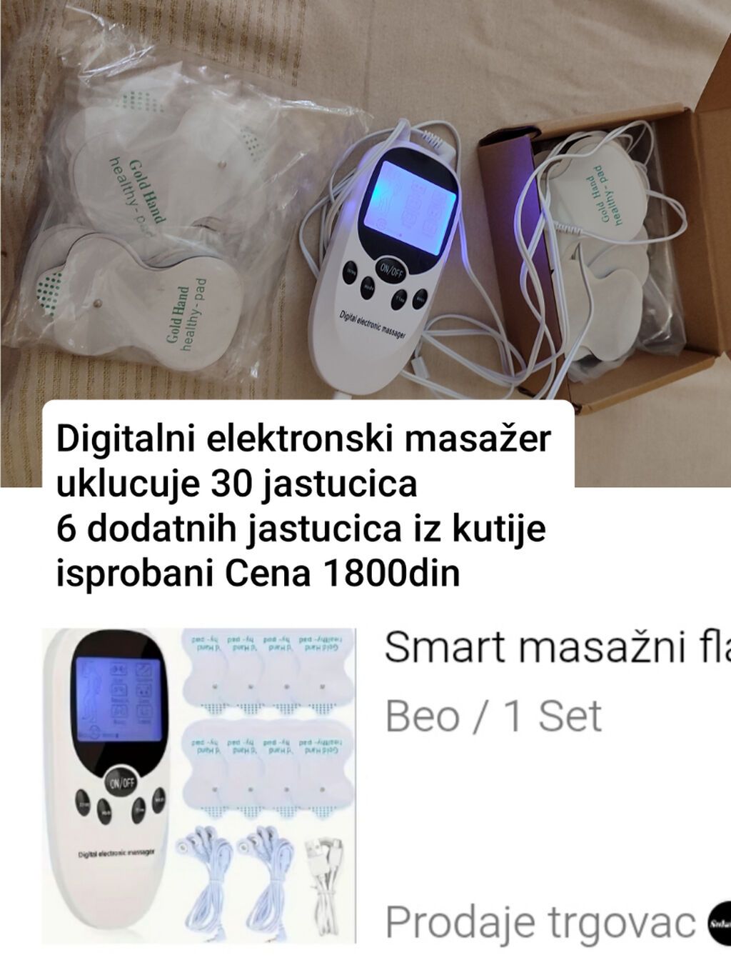 Digitalni elektronski masažer (TENS/EMS tip) sa LCD ekranom i više