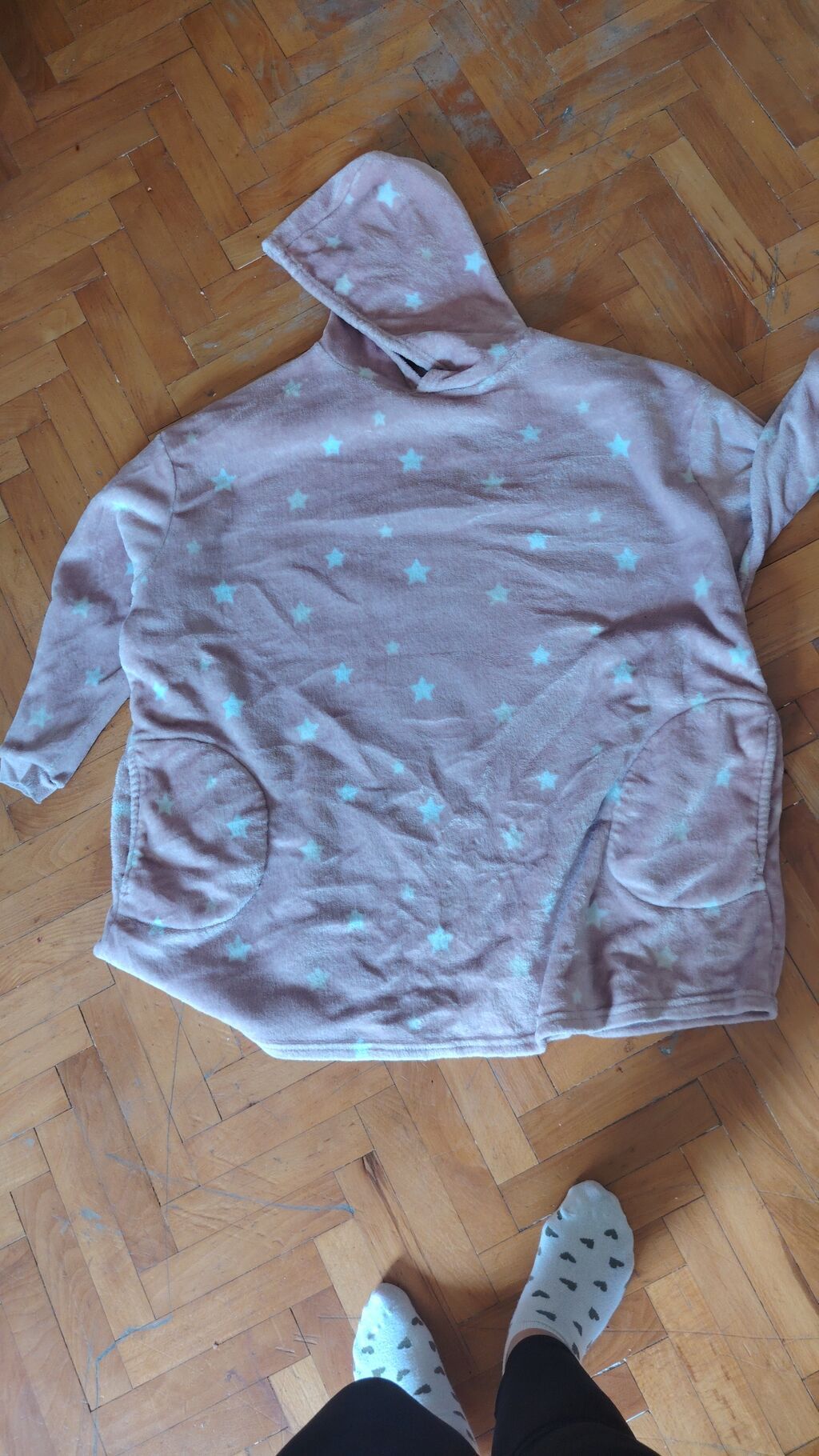 Oversize dukser/ćebe s kapuljačom za kuću - Materijal: mekana