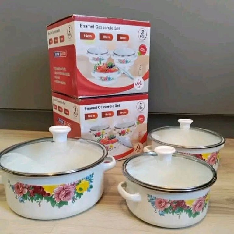Set emajliranih šerpi – 3 dela - Tip: Enamel Casserole Set -