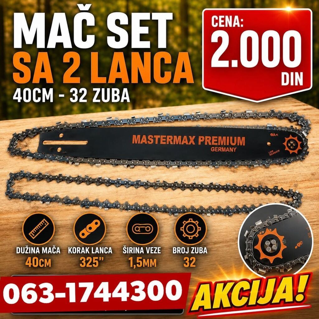 Mač set za motorne testere sa 2 lanca – Mastermax Premium Germany