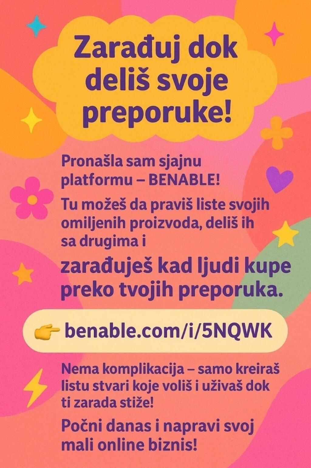 BENABLE – platforma za zaradu putem preporuka - Kreiraj liste svojih