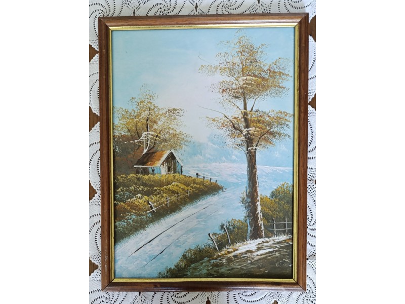 Zimska idila (ulje na šperu)