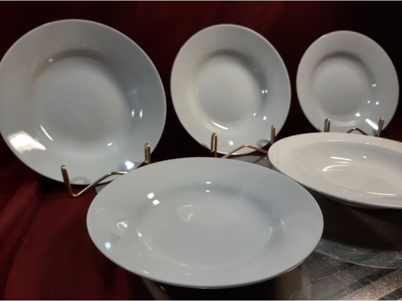 VELIKI PORCELAN TANJIRI SET 5KOM BONE CHINA + DUBOKI