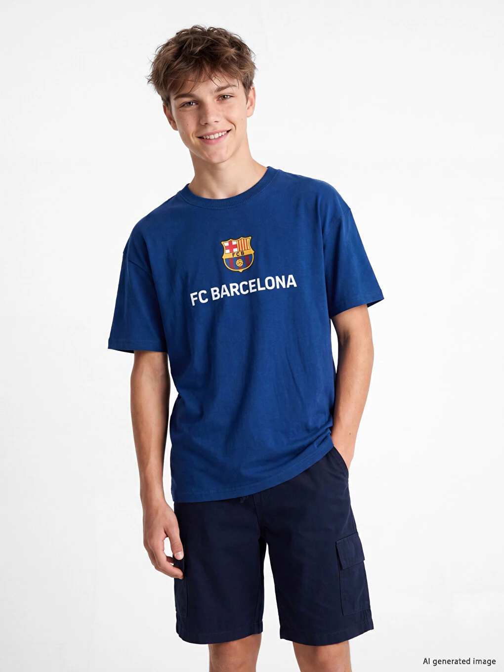 LCW Kids Majica Sa Okruglim Izrezom Fc Barselona Sa Štampom Za Dečake