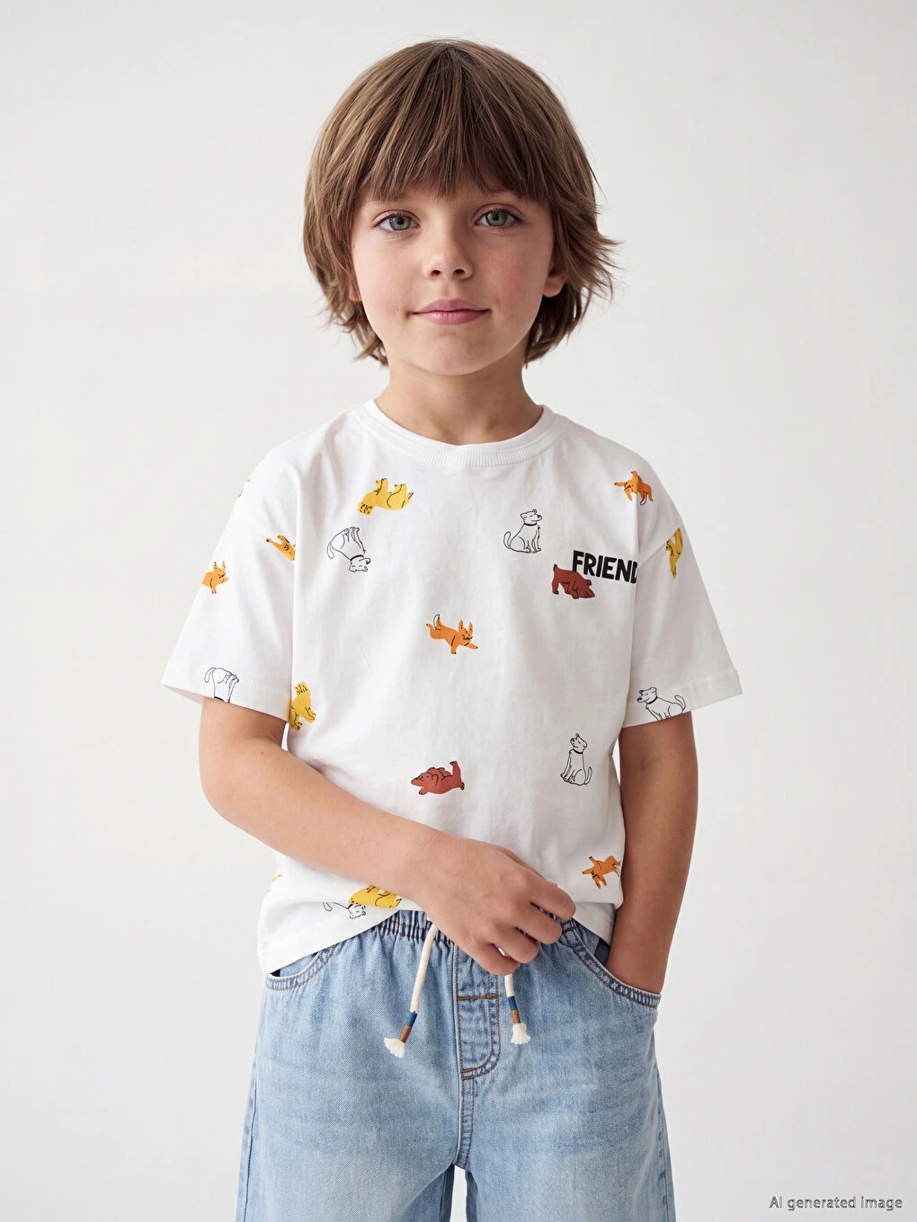 LCW Kids Okrugli Izrez Štampana Dečija Majica