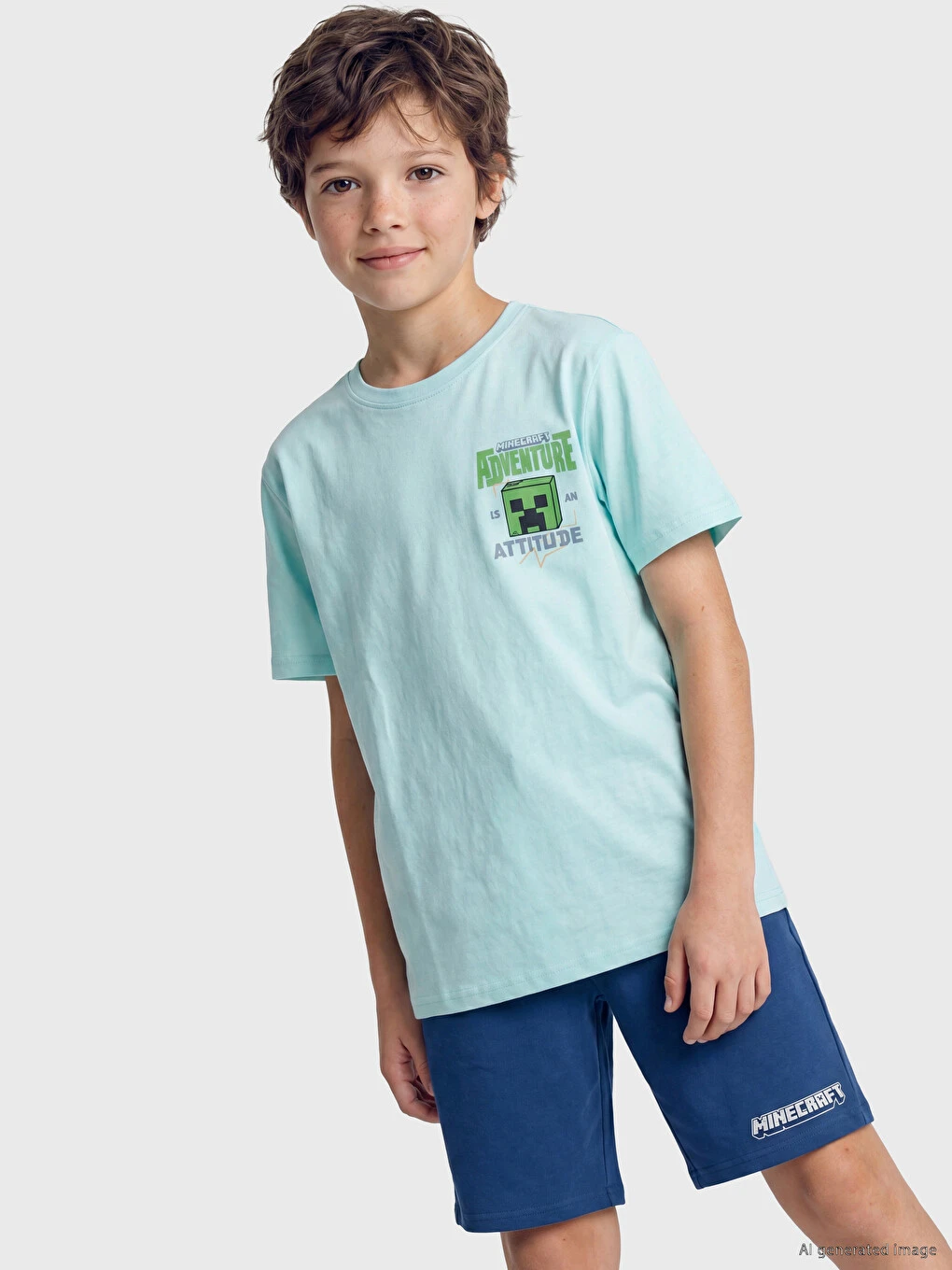 LCW Kids Minecraft Štampani Dečiji Kratki Komplet Pidžame
