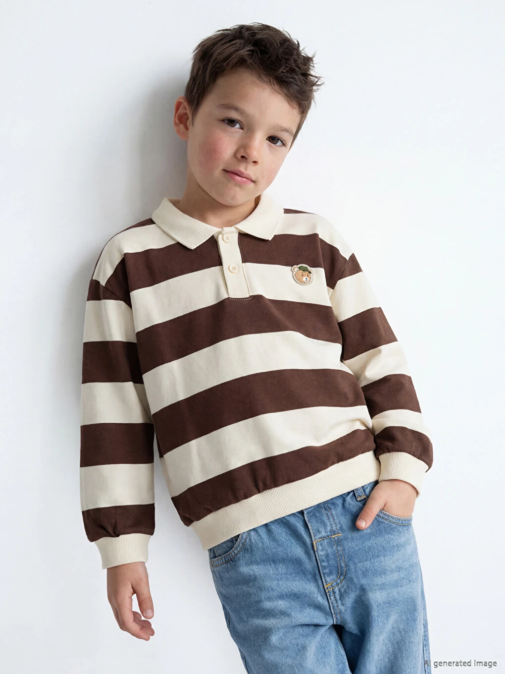 LCW Kids Dečačka Dukserica Sa Polo Kragnom Na Pruge