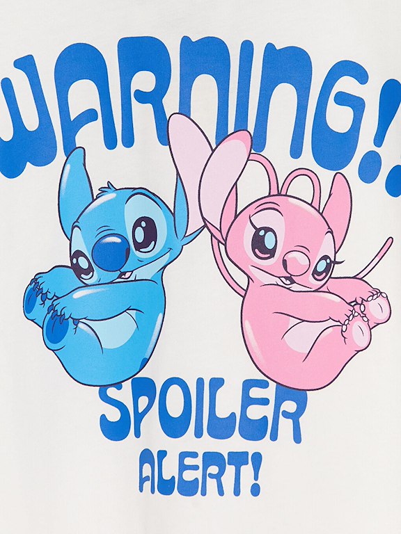 LCW Kids Stitch I Angel Štampana Devojačka Majica Sa Mekim Dodirom