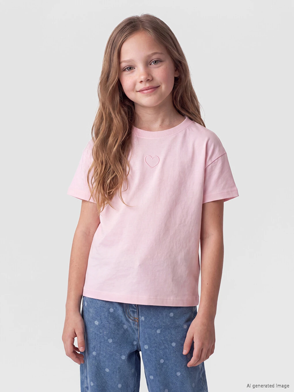 LCW Kids Majica Za Devojčice Sa Izvezenim Srcem