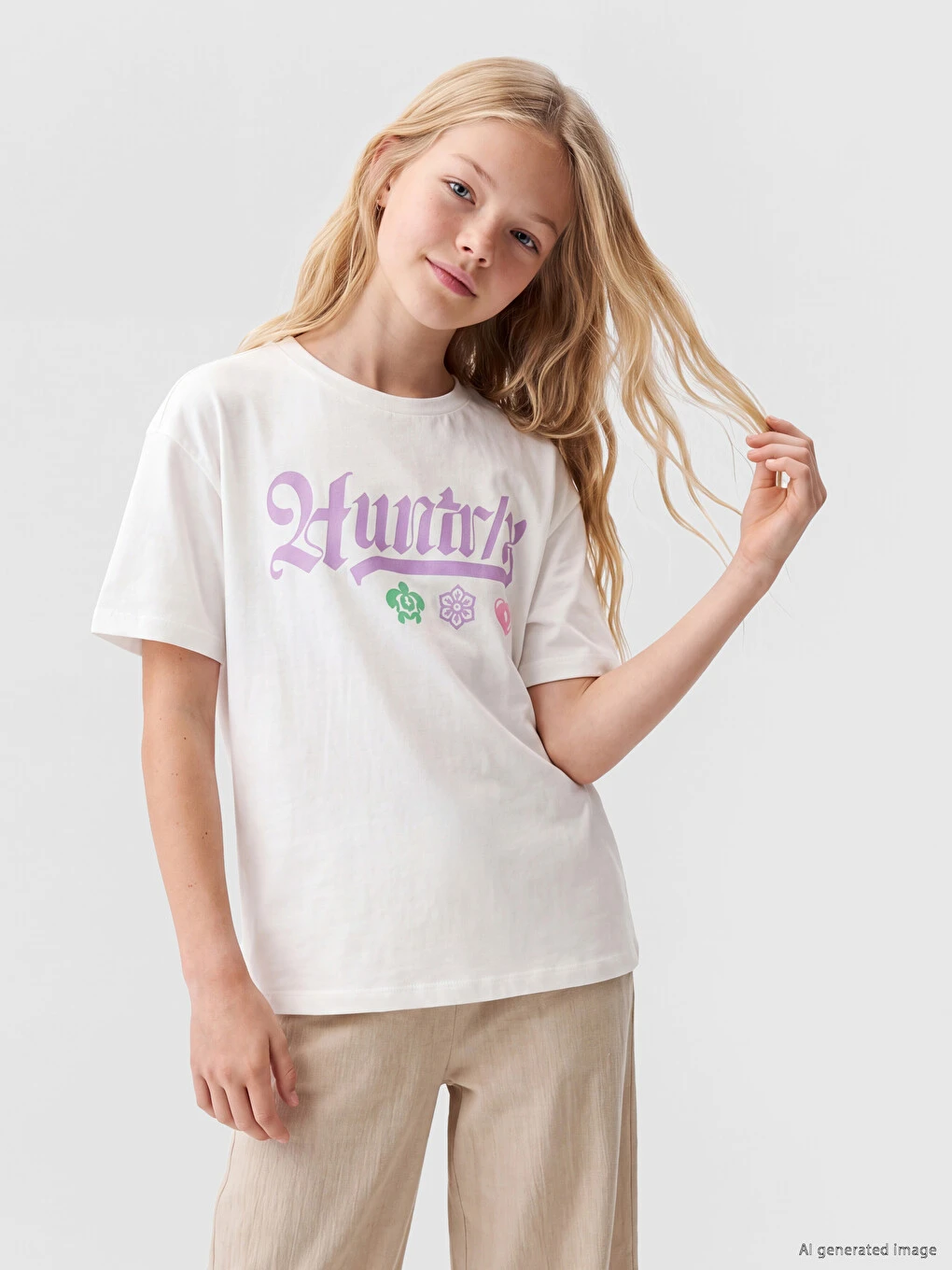 LCW Kids K-pop Demon Hunters Štampana Devojačka Majica