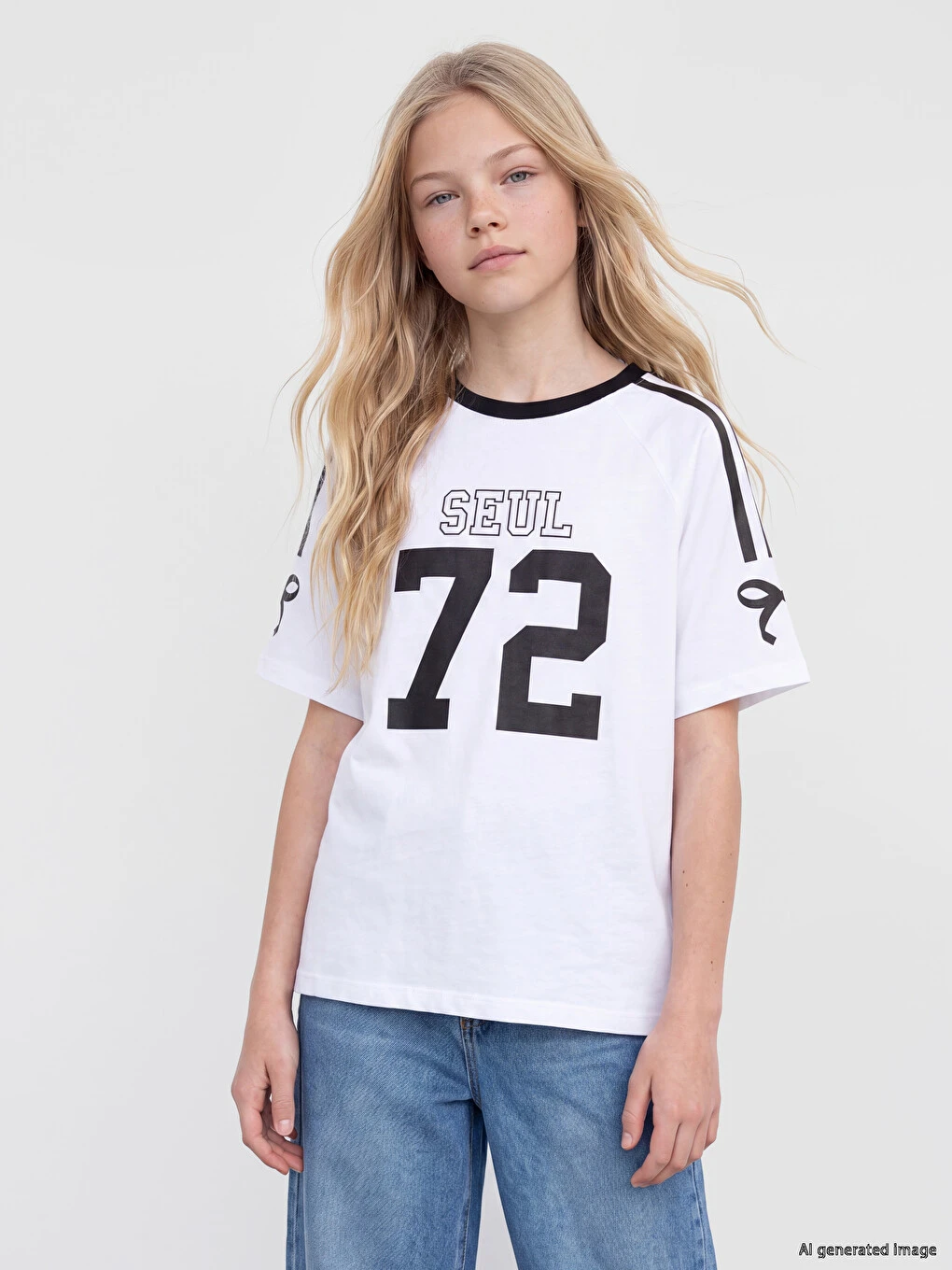 LCW Kids Bow Seoul Štampana Majica Devojčice