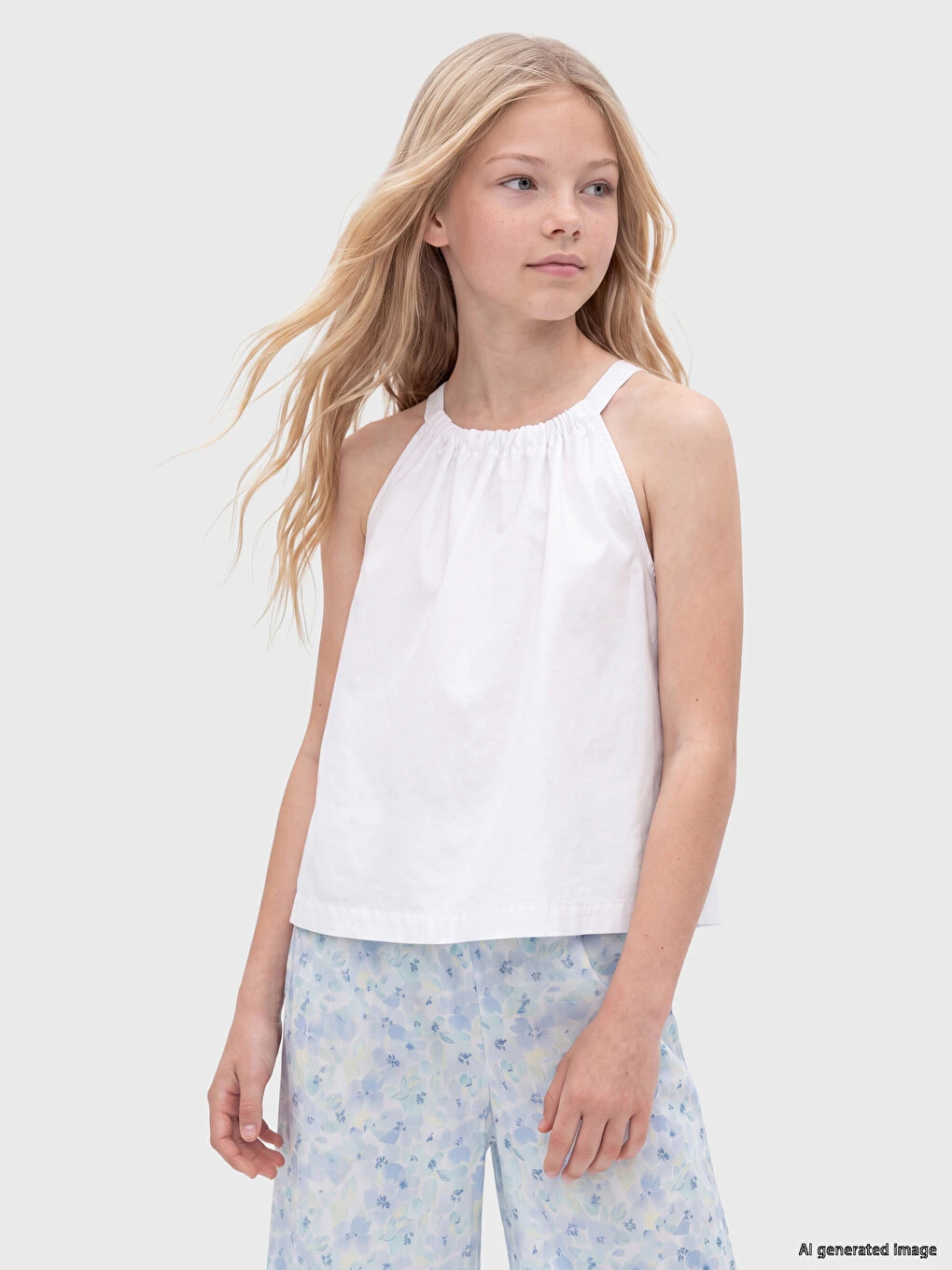 LCW Kids Nabrana Devojačka Bluza Sa Halter Kragnom