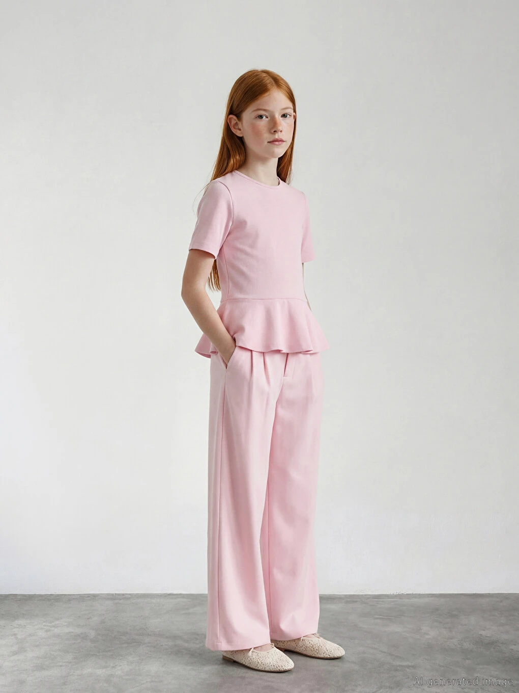 LCW Kids Devojačka Peplum Majica Sa Okruglim Izrezom