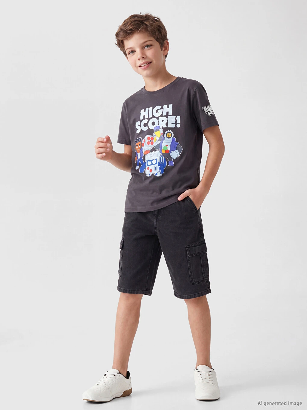 LCW Kids Okrugli Izrez Brawl Stars Štampana Dečija Majica