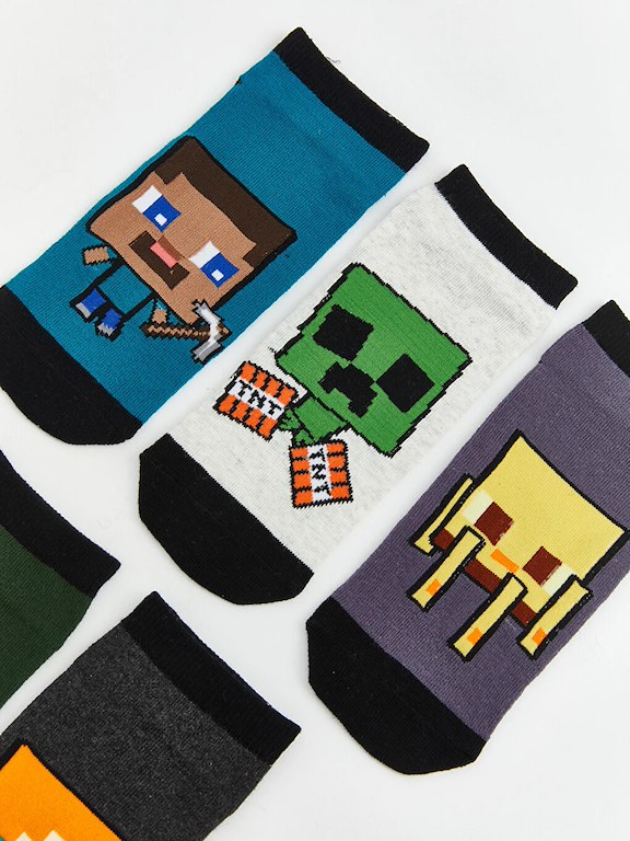 LCW Kids Dečije Sportske Čarape Sa Minecraft Printom, Pakovanje Od 5 Komada