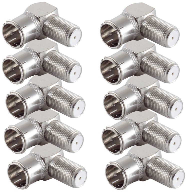 Shiverpeaks BS15-300614 F ugaoni adapter srebrna, crna 10 kom F-hitri utikač, F-utičnica (pak. 10 kom)