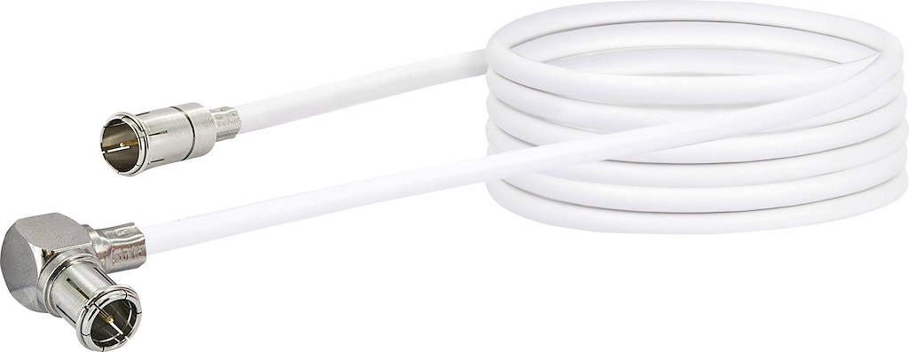 Priključni kabl za antene[1x F-Quick utikač – 1x Mini-DAT-utikač] 3 m 90 dB bele barve Schwaiger