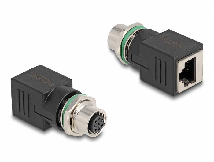 Delock mrezni adapter 1x M12 uticnica na 1x RJ45 uticnica crna