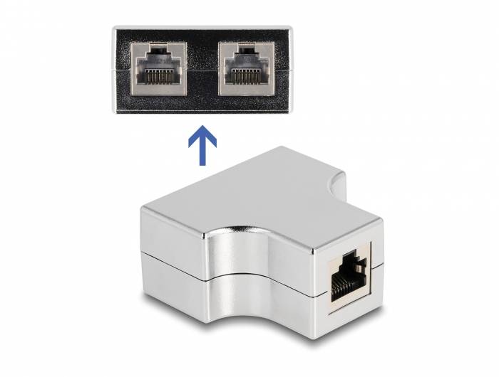 Delock mrezni adapter 1x RJ45 uticnica na 2x RJ45 uticnica srebrna