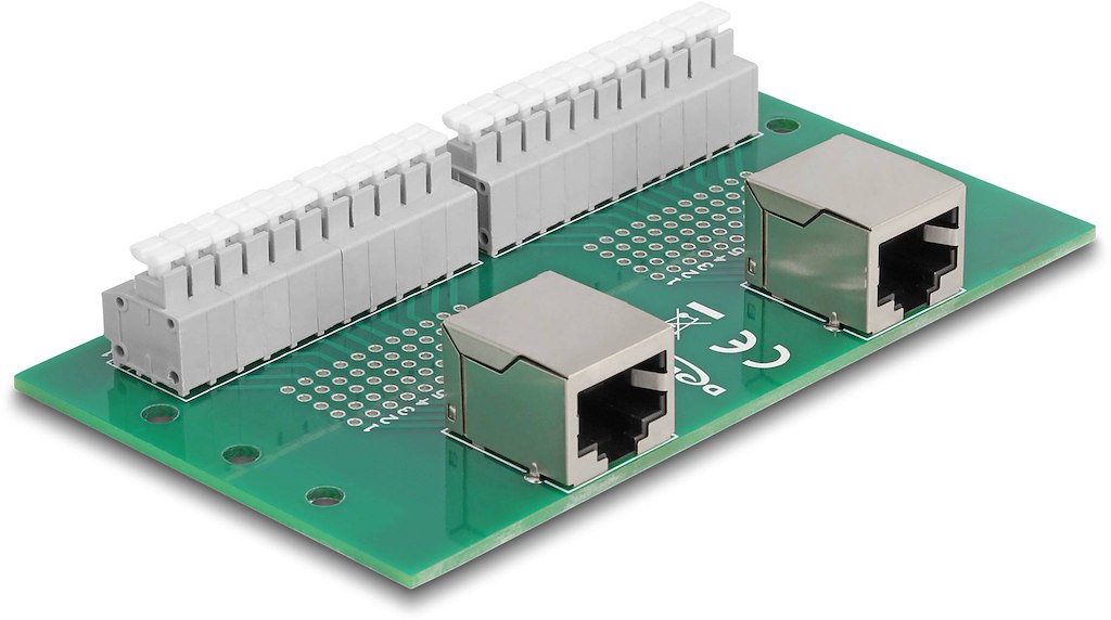 Delock mrezni adapter 2x RJ50 uticnica na 2x uticnica zelena, siva