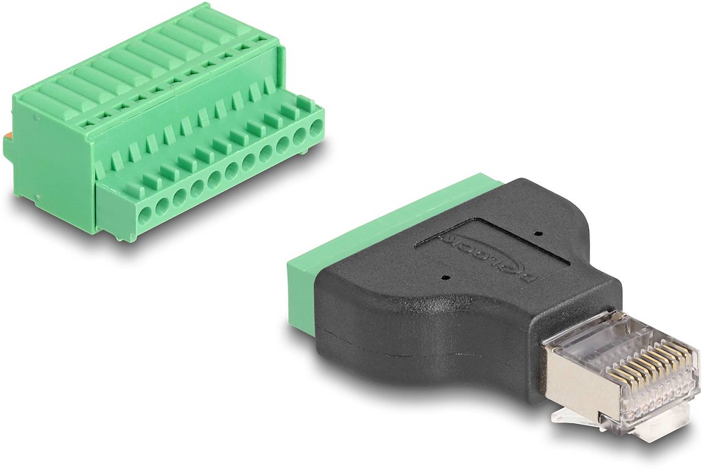Delock mrezni adapter 1x RJ50 utikac na 1x uticnica crna, zelena