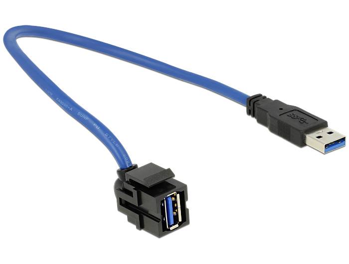 Delock mrezni adapter 1x USB 3.2 gen. 1 utikac A (USB 3.0) na 1x USB 3.2 gen. 1 uticnica A (USB 3.0) 0.50 m crna/plava