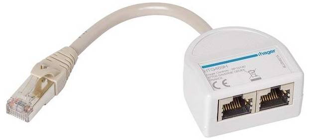 Hager mrezni adapter 1x RJ45 utikac na 2x RJ45 uticnica 0.09 m