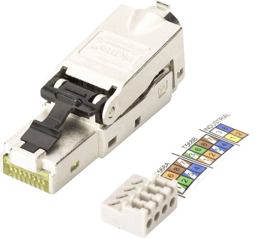 Digitus mrezni adapter 1x LSA/IDC Prikljucak na 1x RJ45 utikac CAT 6a, bez alata srebrna, celik