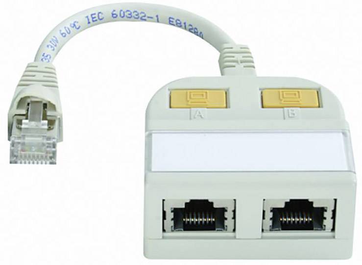 Telegartner mrezni adapter 1x RJ45 utikac na 2x RJ45 uticnica 15.00 cm sivo-bela (RAL 7035)
